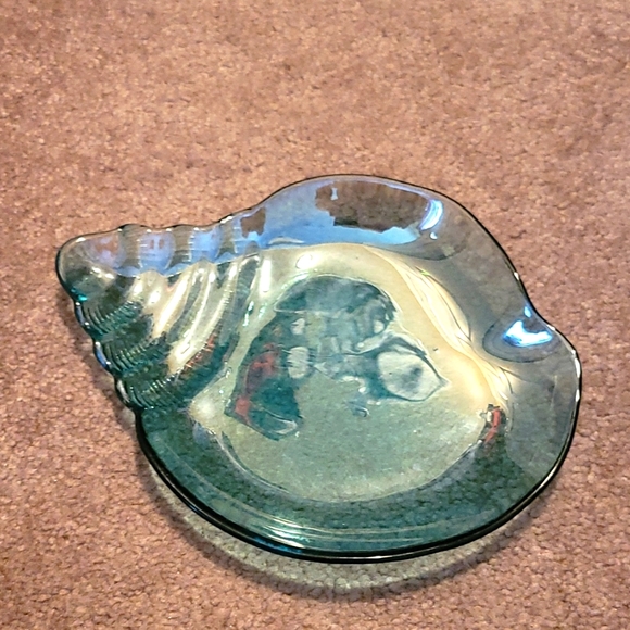Accents | Conch Shell Decorative Glass Plate In Blue | Poshmark